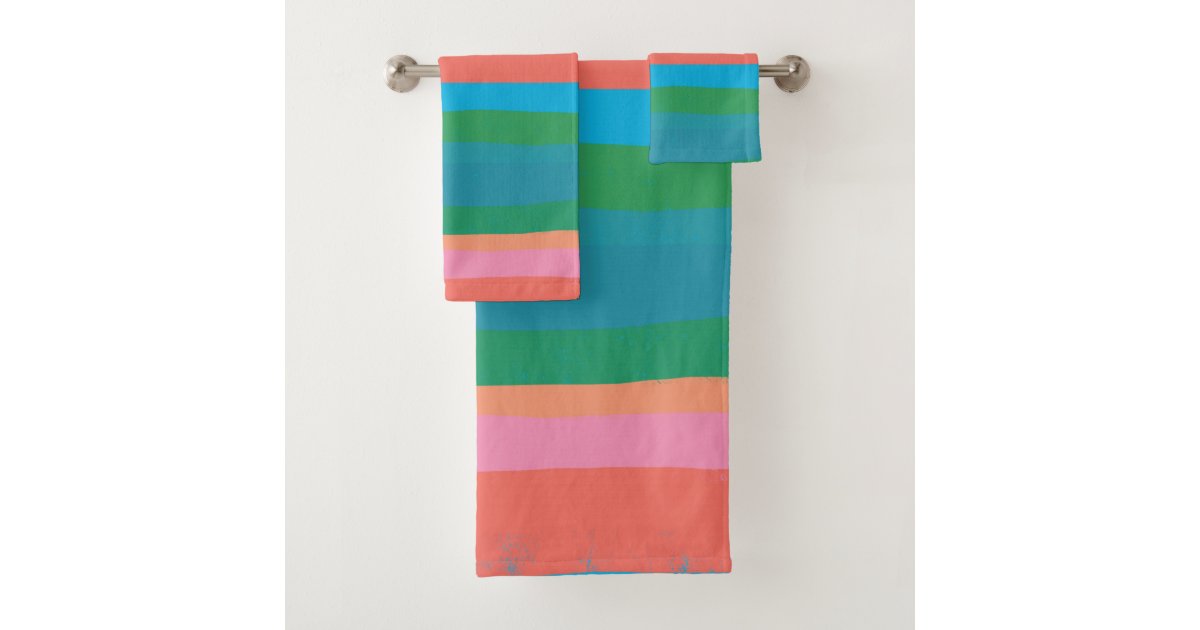 Colorful Stripes Lines Abstract Pattern Bath Towel Set | Zazzle