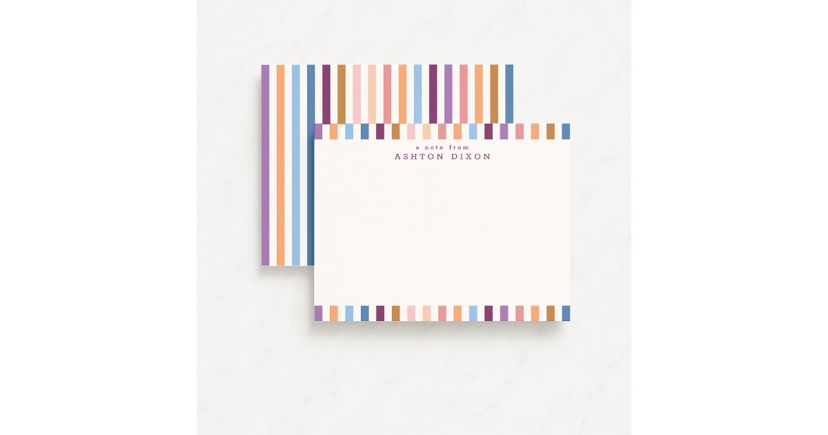 Colorful Stripes Modern Stationery Note Card | Zazzle