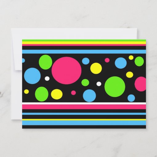 Colorful Stripes Polka Dots Birthday Invitations | Zazzle