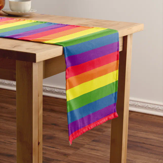 Colorful Stripes Rainbow Colors Long Table Runner | Zazzle
