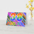 Colorful Stripes + Rainbow Pattern "38 years old!" Card | Zazzle
