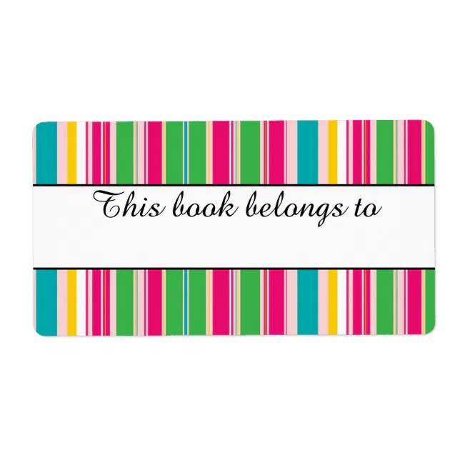 Colorful Stripes "This Book Belongs To" Labels | Zazzle