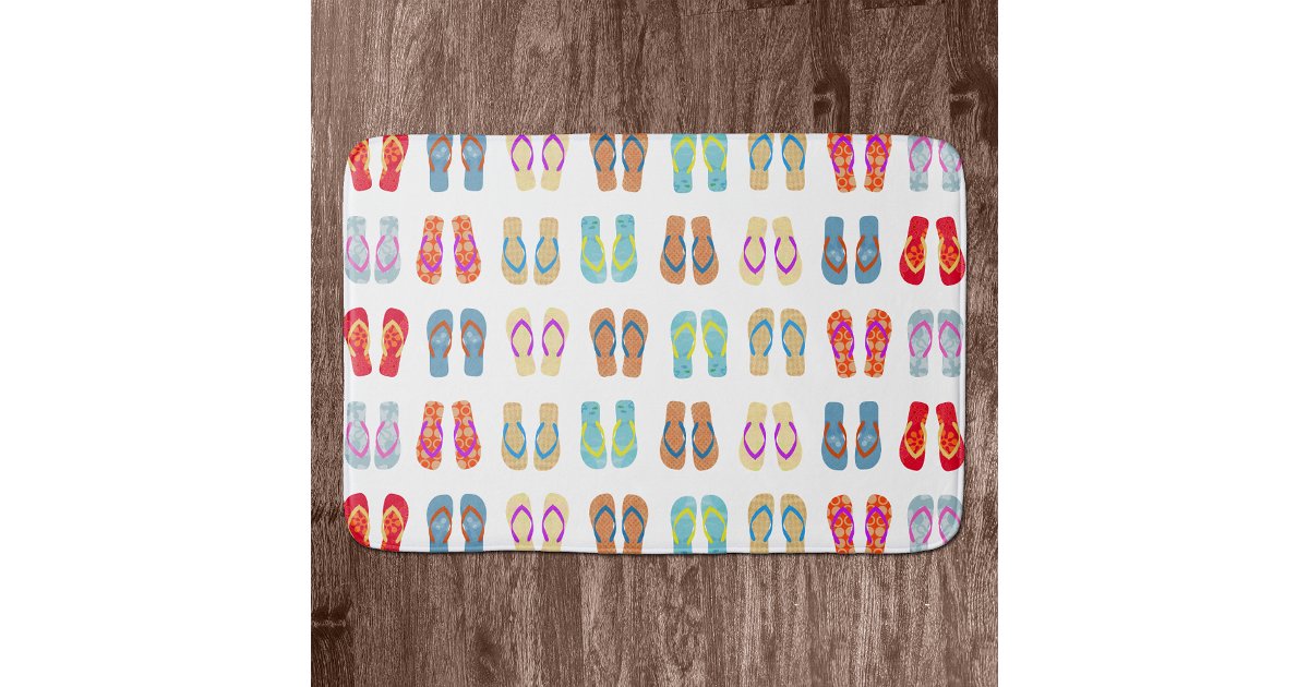 Colorful Summer Beach Flip Flops Bath Mat | Zazzle