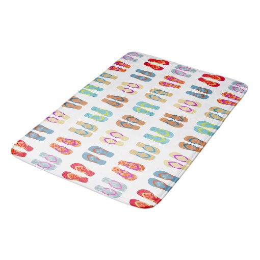 Colorful Summer Beach Flip Flops Bath Mat | Zazzle