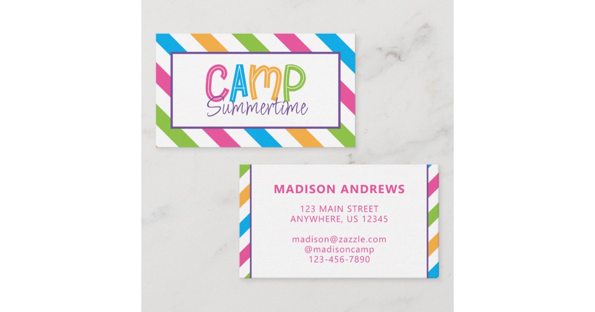 Colorful Summer Camp Personalized Contact Cards | Zazzle