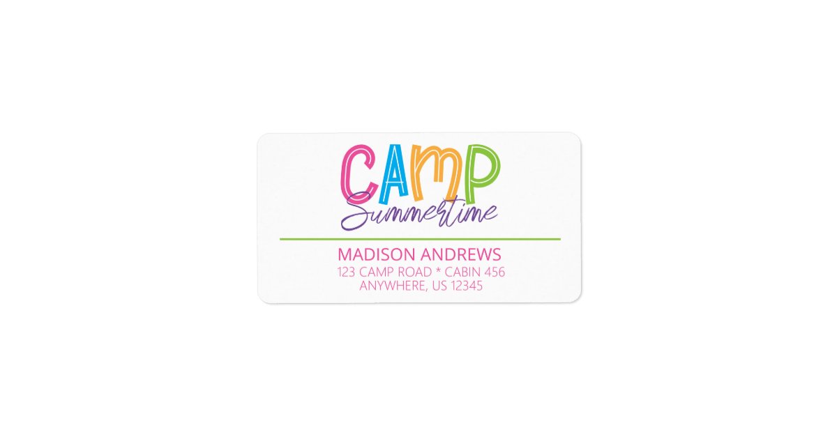 Colorful Summer Camp Return Address Labels | Zazzle