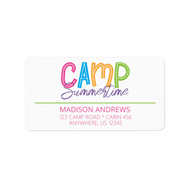 Colorful Summer Camp Return Address Labels | Zazzle
