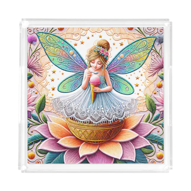 Colorful Summer Fairy Two Illustration Acrylic Tray | Zazzle
