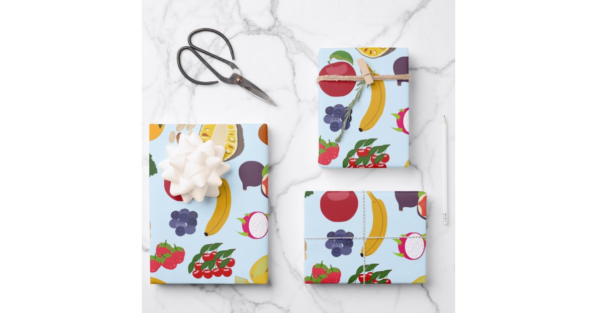 Colorful Summer Fruit Pattern Wrapping Paper Sheets | Zazzle