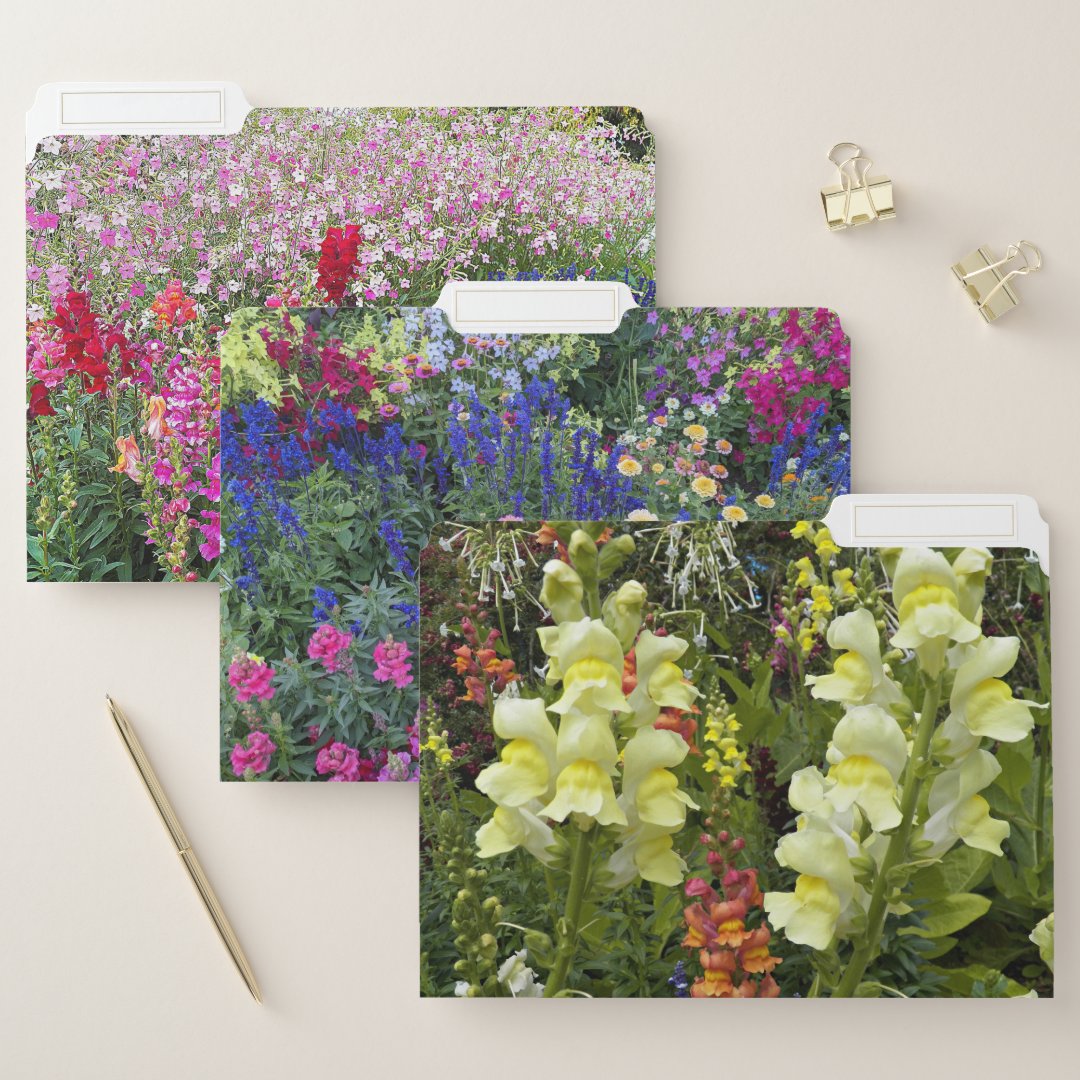 Colorful Summer Gardens Floral File Folder | Zazzle