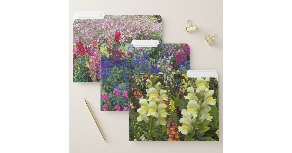 Colorful Summer Gardens Floral File Folder | Zazzle