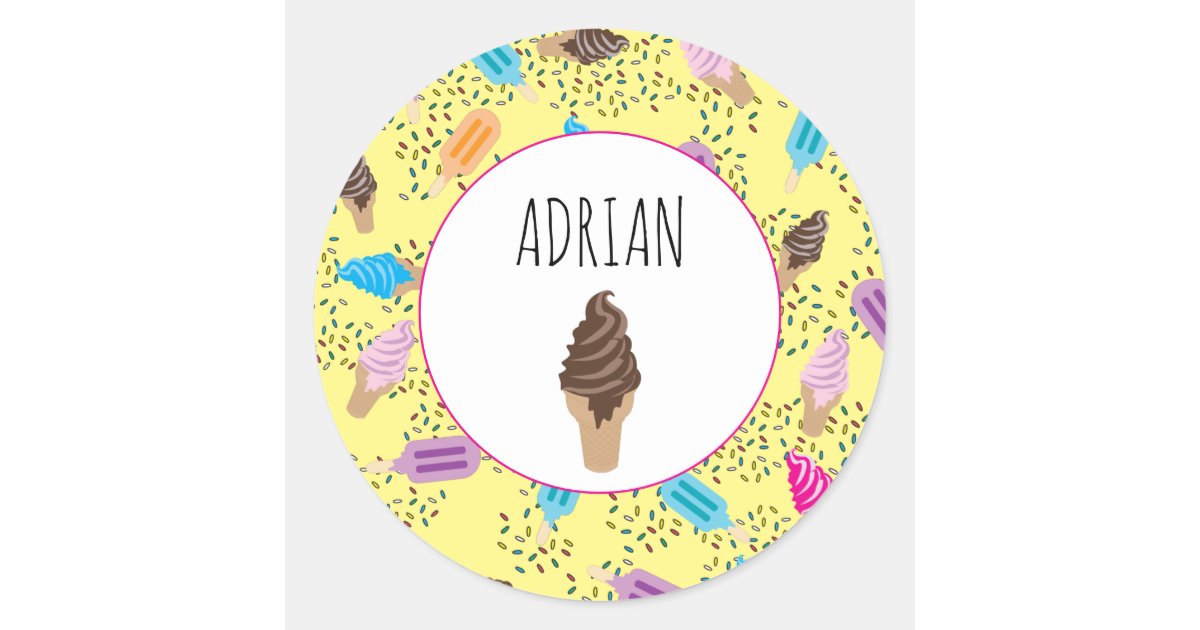 Colorful Summer Ice Cream Ice Pops Pattern Classic Round Sticker | Zazzle