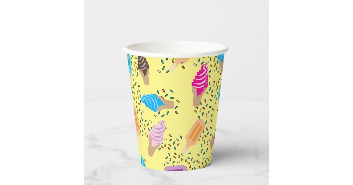 Colorful Summer Ice Cream Ice Pops Pattern Paper Cups | Zazzle
