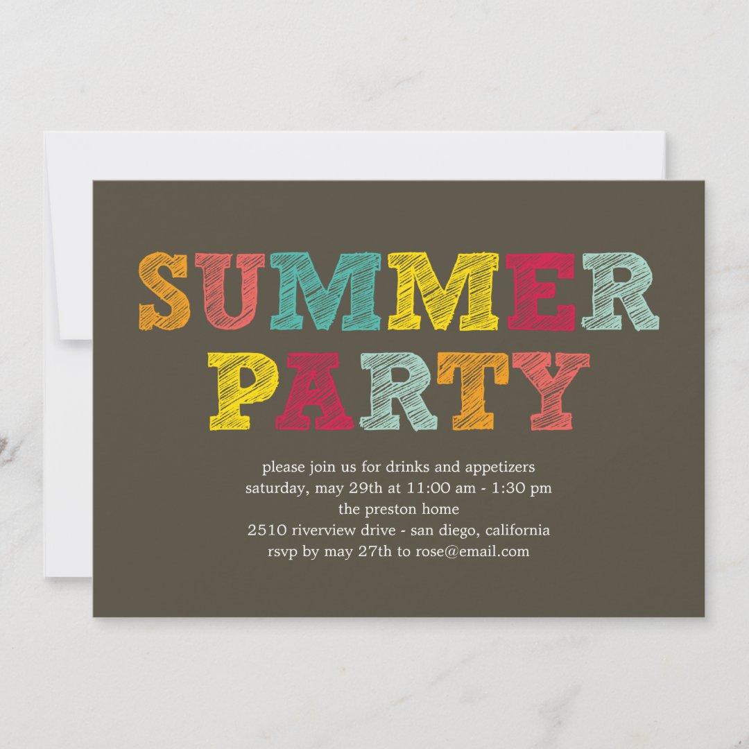 Colorful Summer Party Invitation | Zazzle