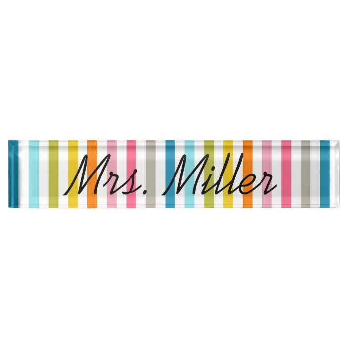 Colorful Summer Stripes Desk Nameplate | Zazzle.com