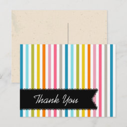 Colorful Summer Stripes Thank You Postcard | Zazzle