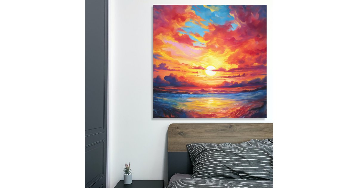 Colorful Sunset Painting Canvas Print | Zazzle