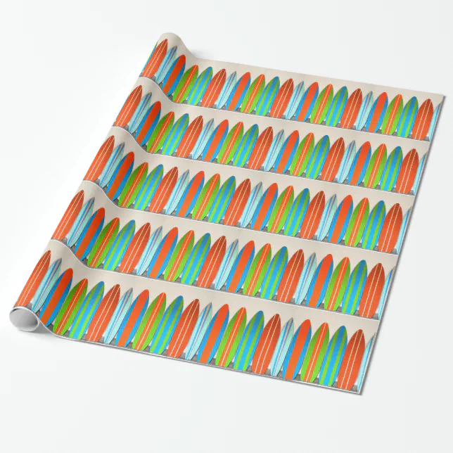 Colorful Surfboard Pattern Deisgn Wrapping Paper | Zazzle