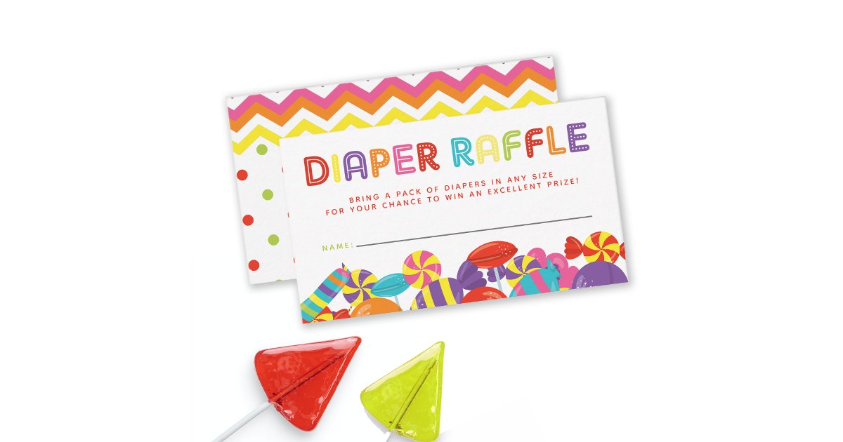 Colorful Sweet Candy Baby Shower Diaper Raffle Enclosure Card | Zazzle