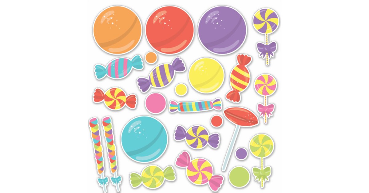 Colorful Sweet Fun Candy Theme Sticker | Zazzle