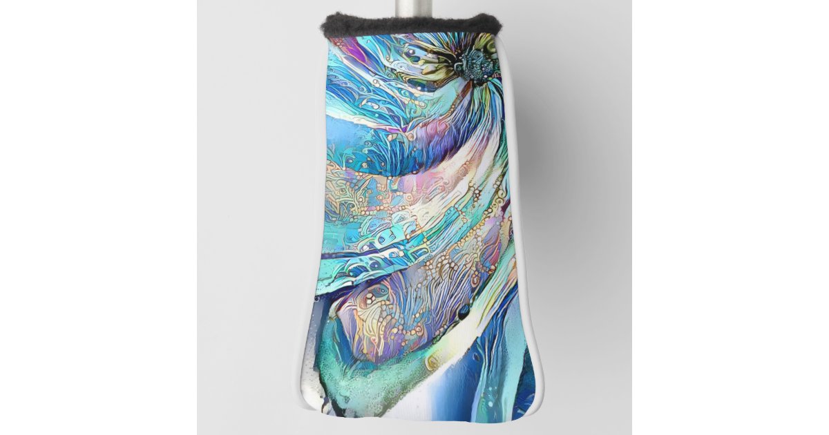 Colorful swirl leaves of exotic flower golf head cover | Zazzle