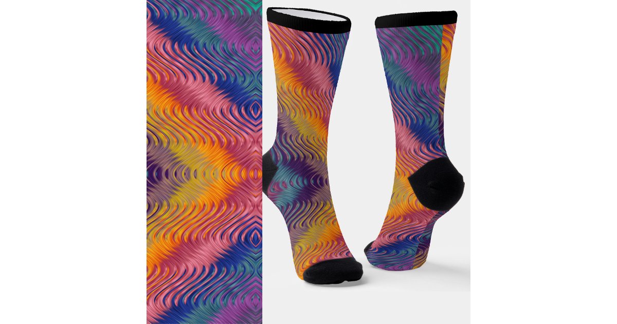 Colorful Swirly Metallic Effect Look Socks | Zazzle