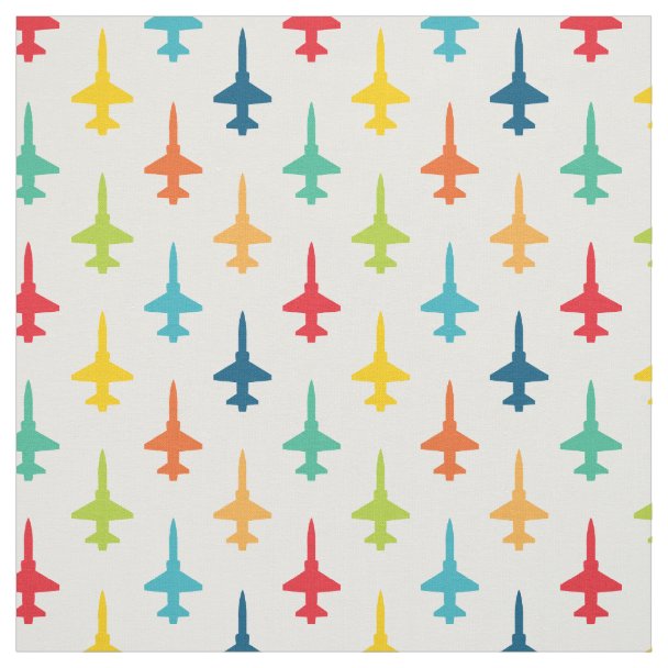 Colorful F-22 Raptor Fighter Jet Pattern Primaries Fabric | Zazzle