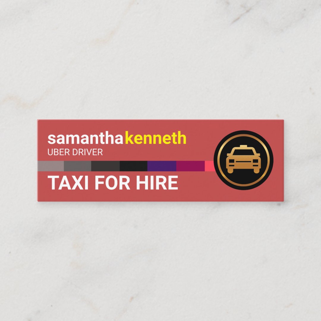 Colorful Taxi Stripe Route Pink Lady Taxi Driver Mini Business Card ...