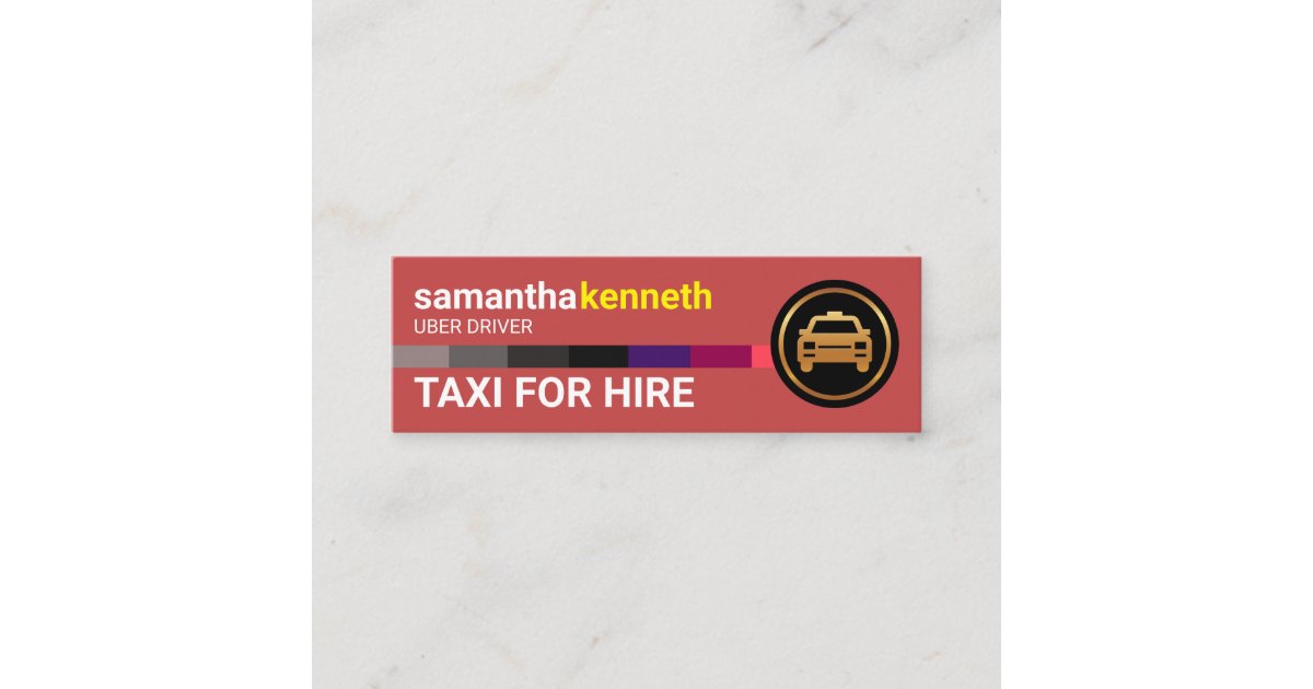 Colorful Taxi Stripe Route Pink Lady Taxi Driver Mini Business Card ...