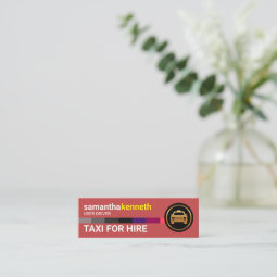 Colorful Taxi Stripe Route Pink Lady Taxi Driver Mini Business Card ...