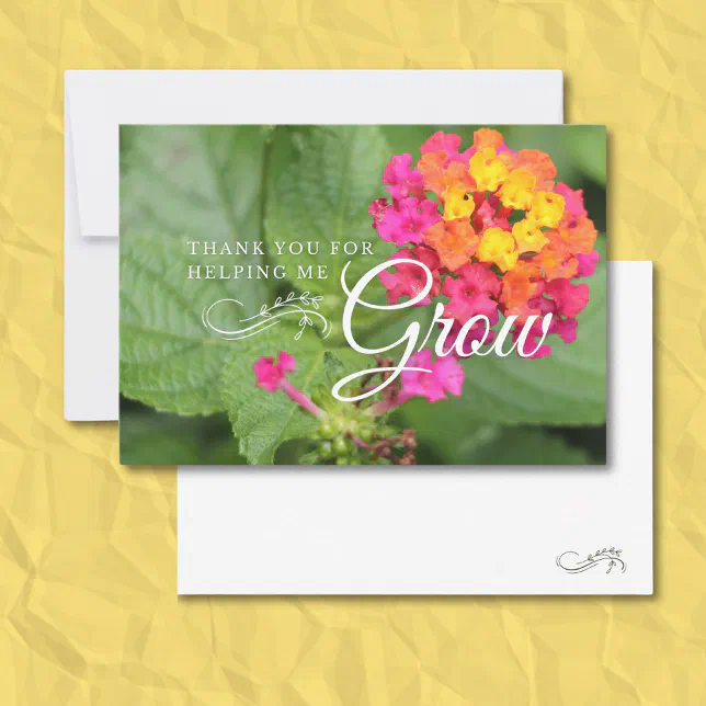 Colorful Teacher Appreciation Flower Flat Thank You Card | Zazzle