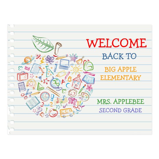 Colorful Teachers Apple Back to School Postcard | Zazzle.com