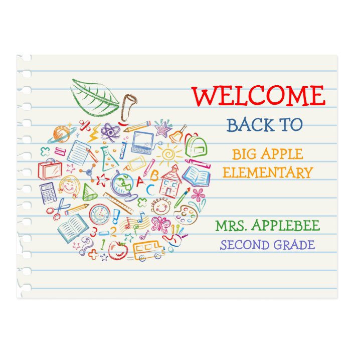 Colorful Teachers Apple Back to School Postcard | Zazzle.com