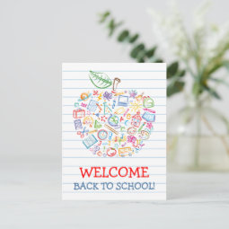 Colorful Teachers Apple Back to School Postcard | Zazzle