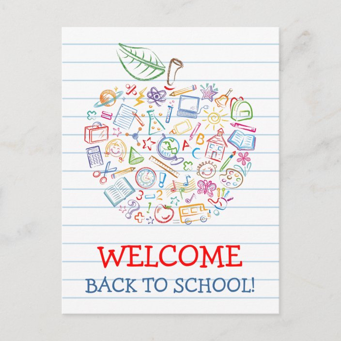 Colorful Teachers Apple Back to School Postcard | Zazzle.com