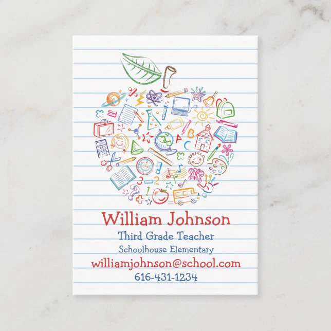 Colorful Teachers Apple Business Card | Zazzle