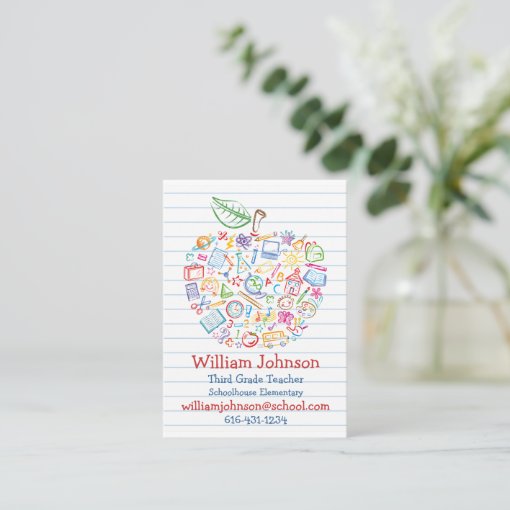 Colorful Teachers Apple Business Card | Zazzle
