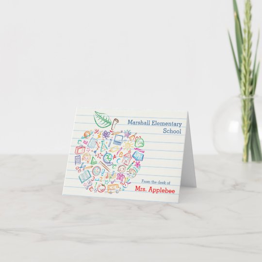 Colorful Teachers Apple Note Card | Zazzle.com
