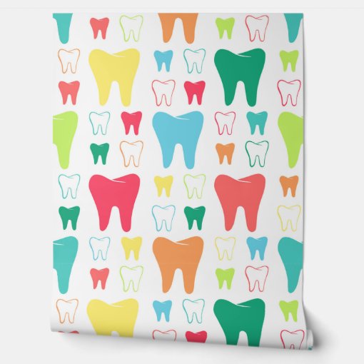 Colorful Teeth Pattern Wallpaper | Zazzle
