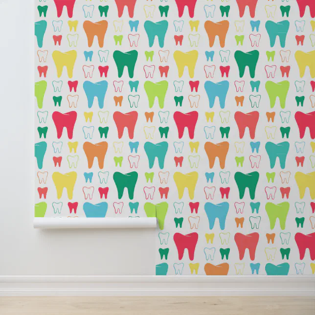 Colorful Teeth Pattern Wallpaper | Zazzle