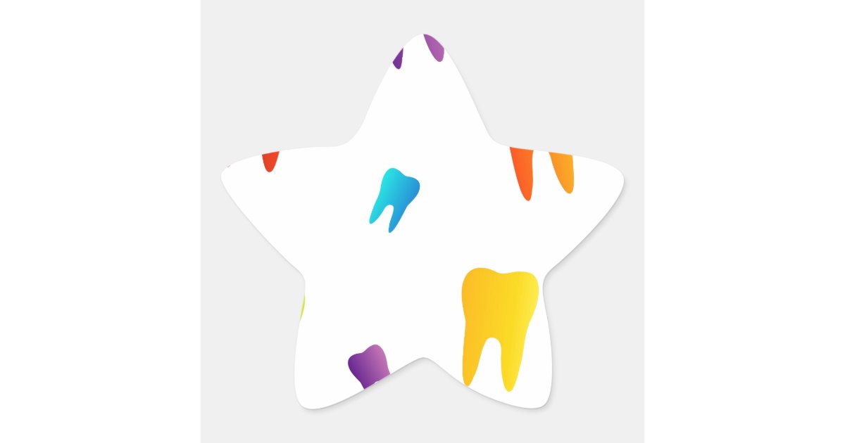 Colorful teeth star sticker | Zazzle.com