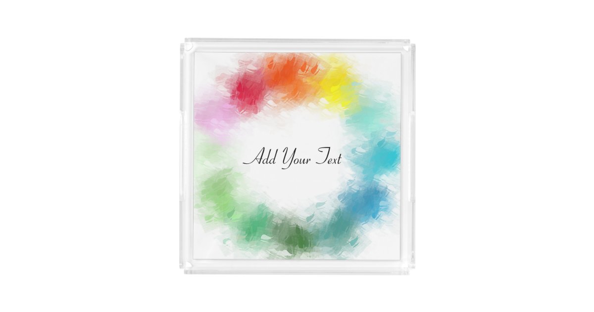 Colorful Template Custom Hand Script Modern Trendy Acrylic Tray | Zazzle