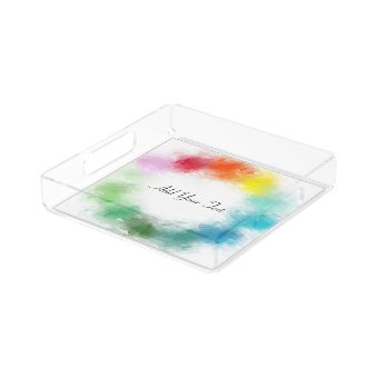 Colorful Template Custom Hand Script Modern Trendy Acrylic Tray | Zazzle