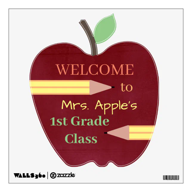 Colorful Textured Red Apple Welcome Class Decal | Zazzle