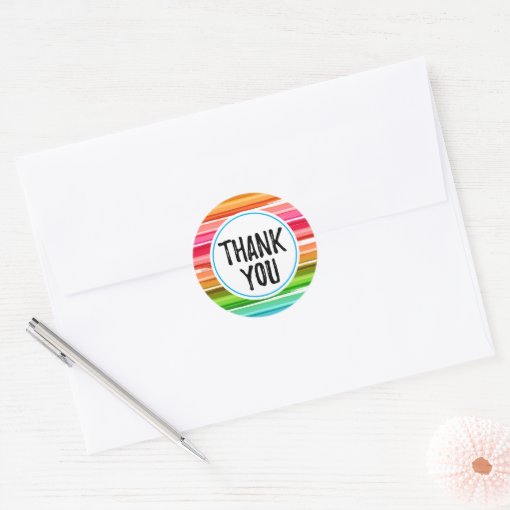 Colorful thank you sticker | Zazzle