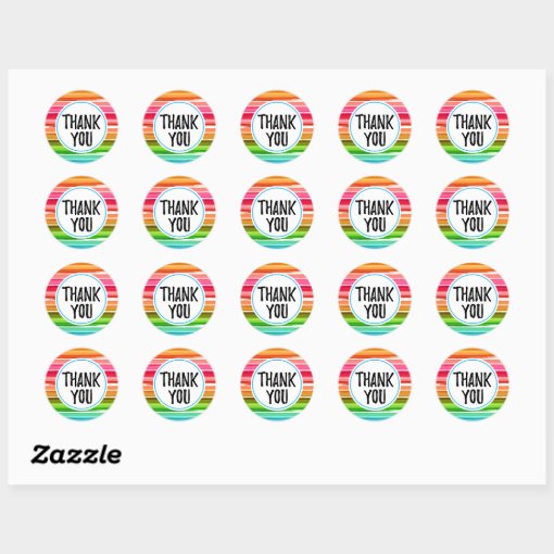 Colorful thank you sticker | Zazzle