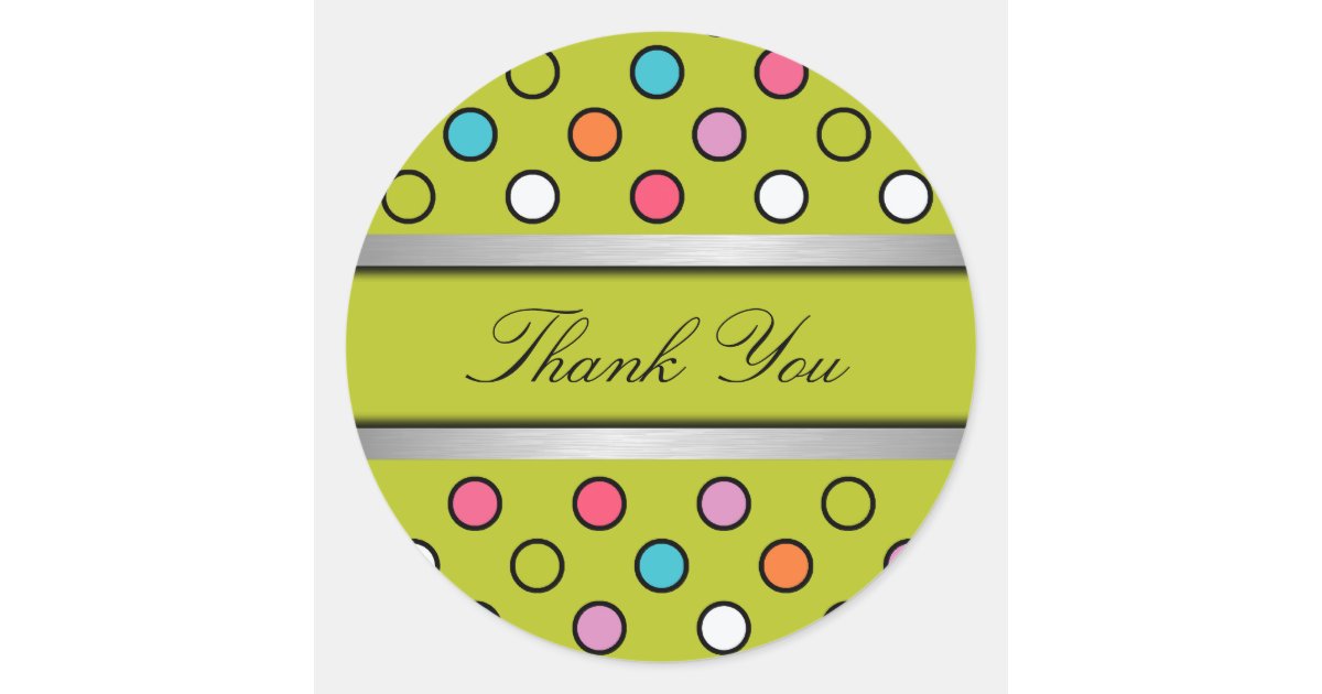 Colorful Thank You Stickers Polka Dots | Zazzle