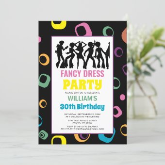 Colorful Themed Fancy dress Birthday Invitation | Zazzle