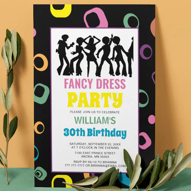 Colorful Themed Fancy dress Birthday Invitation | Zazzle