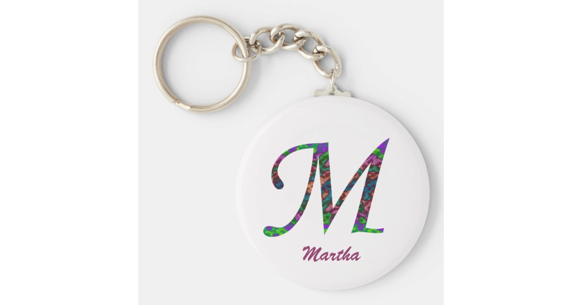 Colorful Tie Dye Swirls Letter M Monogram Initial Keychain | Zazzle